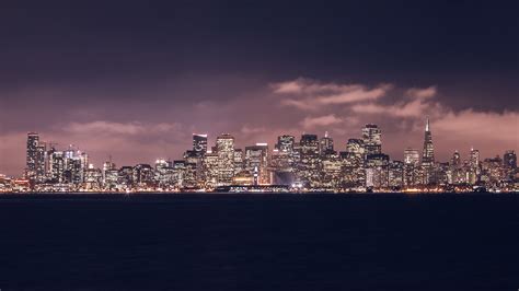 Night City Panorama Skyline San Francisco United States 4k Hd
