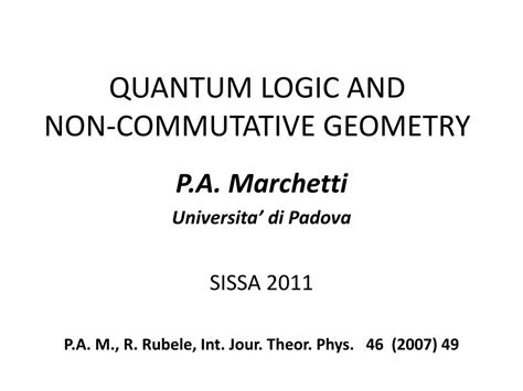Ppt Quantum Logic And Non Commutative Geometry Powerpoint