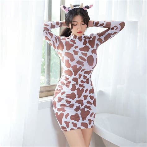Sluty Kinky Cow Lingerie Sheer Mini Dress Sexy Cosplay Costume Etsy Uk