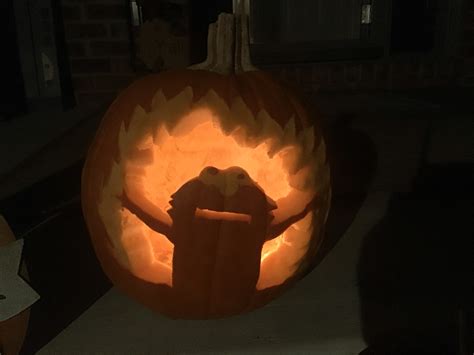 I Carved The Burning Elmo Pumpkin Its Not That Good But Im Happy