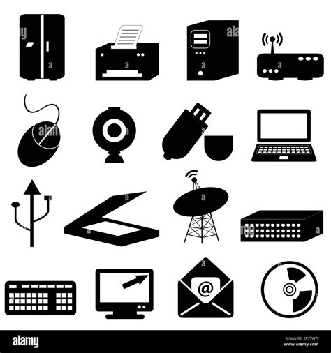 Computer And Technology Related Icons And Symbols Stock Vector Image