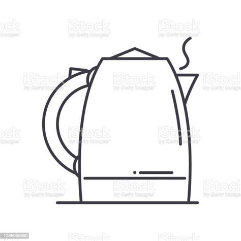 주전자 개념 아이콘 선형 절연 일러스트레이션 얇은 선 벡터 웹 디자인 사인 흰색 배경에 편집 가능한 스트로크가 있는 개요 개념 기호 가정 생활에 대한 스톡 벡터 아트 및
