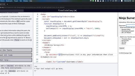 FreeCodeCamp Use Tabindex To Add Keyboard Focus To An Element YouTube