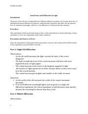 Interference And Diffraction Of Light Docx Heather Koehler Interference And Diffraction Of