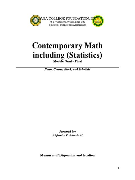 Contemporary Math Statistics Docx Semi Pdf Standard Deviation