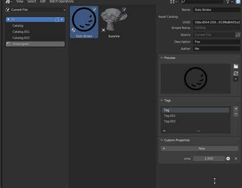 asset browser utilities batch operations mark unmark export tweak