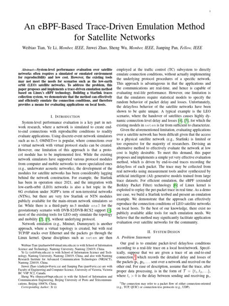 An Ebpf Based Trace Driven Emulation Method For Satellite Networks Pdf Computer Network