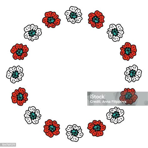 양귀비 꽃을 낙서하는 간단한 꽃 프레임 티 스티커 엽서 포스터를 위한 완벽한 인쇄 장식과 디자인을 위한 격리된 벡터 그림 0명에