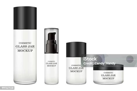 현실적인 흰색 유리 용기 화장품바디 크림 버터 스크럽 재단 크림 젤 피부 관리에 대 한 플라스틱 뚜껑을 가진 분말 프리미엄 제품입니다 패키지 템플릿입니다 벡터 설정