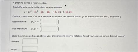 solved a graphing device is recommended graph the