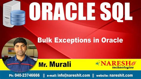 Bulk Exceptions In Oracle Oracle Tutorial Mr Murali Youtube