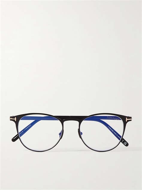 Tom Ford Eyewear Round Frame Titanium Blue Light Blocking Optical