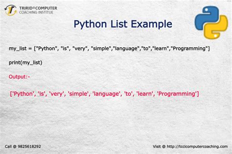 Python List Examples Tccicomputercoaching
