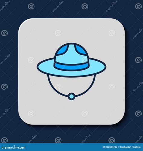 Filled Outline Canadian Ranger Hat Uniform Icon Isolated On Blue