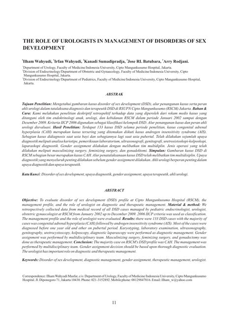 Pdf The Role Of Urologists In Management Of Disorders Of Sex Development