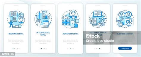 개념이 있는 모바일 앱 페이지 화면 온보딩 언어 학습 단계 개념에 대한 스톡 벡터 아트 및 기타 이미지 개념 교육 교육
