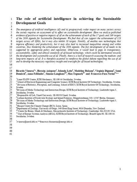 The Role Of Artificial Intelligence In Achieving The Sustainable Development Goals Pdf