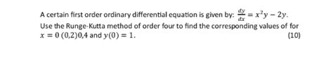 Solved A Certain First Order Ordinary Differential Equation