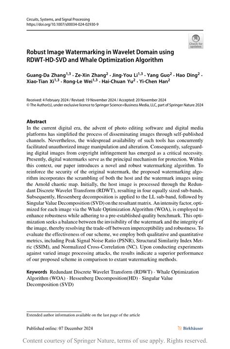 Robust Image Watermarking In Wavelet Domain Using Rdwt Hd Svd And Whale Optimization Algorithm