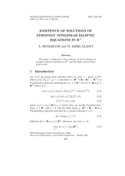 Pdf Existence Of Solutions Of Strongly Nonlinear Elliptic Equations In Rn