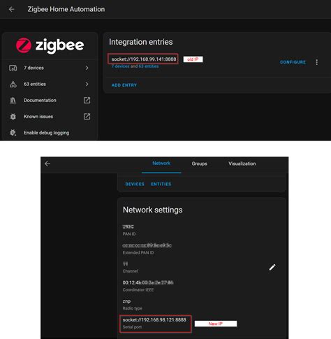 Zigbee Home Automation Display Of Zha Bridge Ip In Integration Zigbee Home Assistant Community
