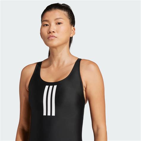 Padded 3 Stripes Closed Back Swimsuit Black Adidas Hong Kong