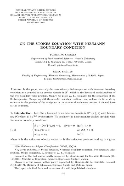 Pdf On The Stokes Equation With Neumann Boundary Condition