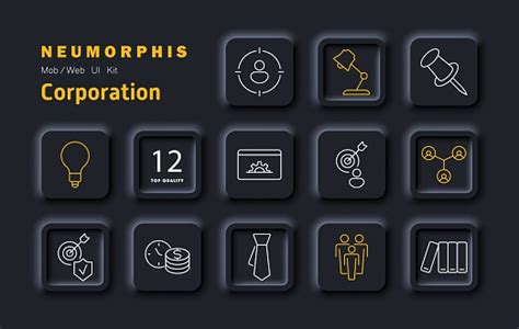 Corporation 세트 아이콘입니다 비즈니스 전략 리더십 팀 관리 재무 계획 사무실 설정 기업 목표 조직 성장 전문성 개발 네트워킹 개발에 대한 스톡 벡터 아트 및 기타