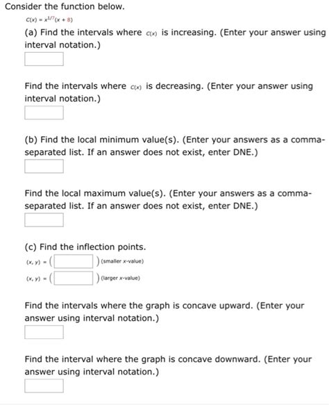 Solved Consider The Function Below A Find The Intervals Chegg