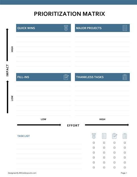 Free Prioritization Matrix Template Wordlayouts