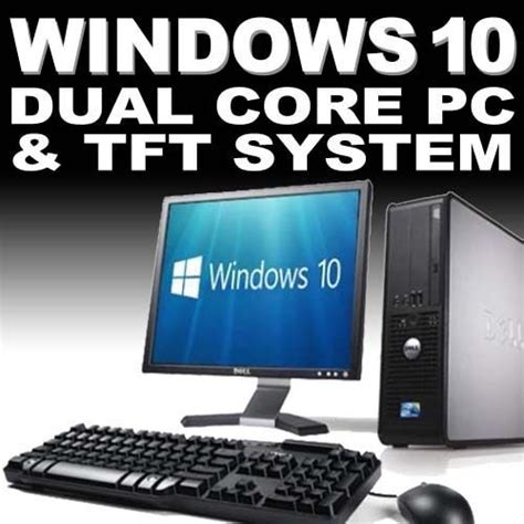 Dell Hp Dual Core Desktop Tower Pc Tft Computer System Windows Gb