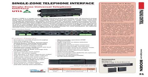 Single Zone Telephone Interface · • Expandable From 3 To 12 Zones In 3