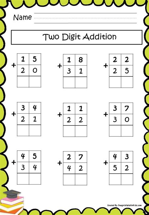 Second Grade Math Printables Two Digit Addition Two Digit Addition
