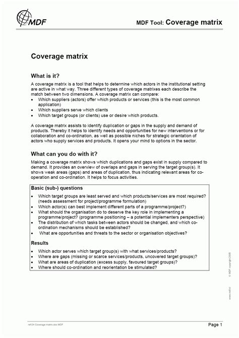 Coverage Matrix Sportanddev