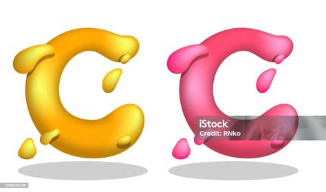 버블 껌 스타일의 영어 알파벳의 문자 C 유치원에서 어린이를위한 알파벳 학습 흰색 배경에 고립 된 사실적인 3d 벡터 0명에