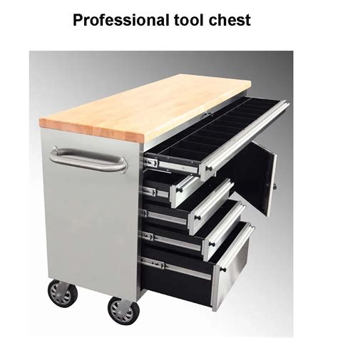 Professional Garage Stainless Steel Rolling Tool Box Chest With Drawer Tool Cabinets Tool