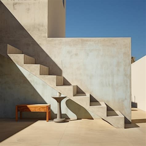 Premium Ai Image Minimalist Geometric Shapes Casting Shadows On Concrete Wall