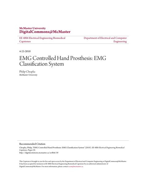 Emg Controlled Hand Prosthesis Emg Classification System Pdf Support Vector Machine