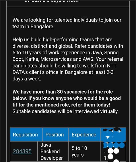 swati singh on linkedin nttdata hiring job bangalore java