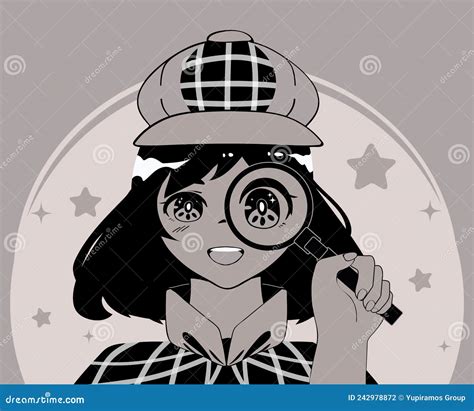 Detective anime girl ilustración del vector Ilustración de lindo