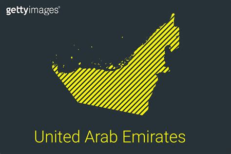 Map Of United Arab Emirates Striped Map In A Black Strip On A Yellow