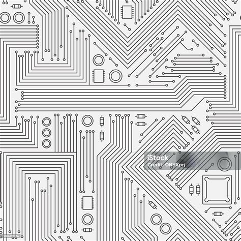 전자 보드 텍스처 컴퓨터 회로 기판 Cpu 칩 표면 에너지 네트워크 시스템 양식에 일치 기호 화려한 벡터 일러스트 템플릿 건설 산업에 대한 스톡 벡터 아트 및 기타 이미지