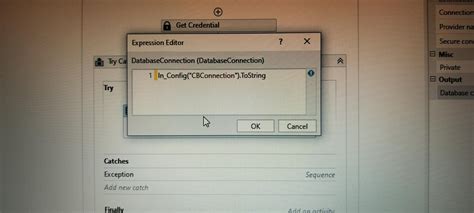 how to to add and write db connection variable through config variable activities uipath