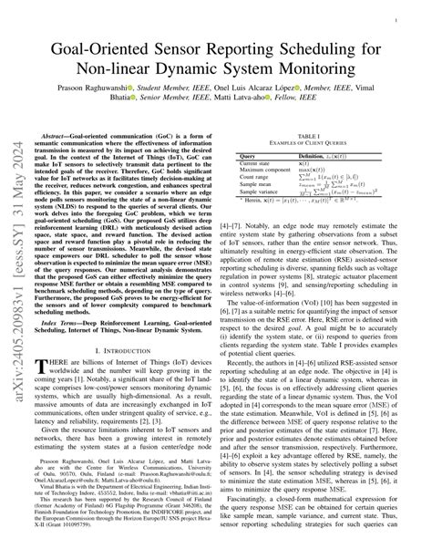 Pdf Goal Oriented Sensor Reporting Scheduling For Non Linear Dynamic