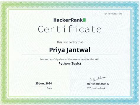 priya jantwal on linkedin python certification hackerrank programming softwaredevelopment…