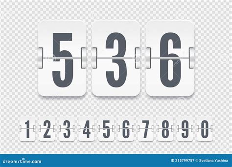 Set Of Flip Score Board Numbers With Shadows For Countdown Timer Or Calendar Vector Template