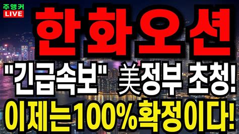 한화오션 주가 전망 🔴긴급속보🔴美정부가 직접 초청했다 한화 이제는 100확정 글로벌 방산기업으로 우뚝 서다 한화오션 한화오션주가전망 한화오션목표가 한화