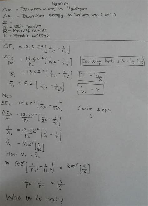 Physical Chemistry Working With Wave Number Equations Use Trial And