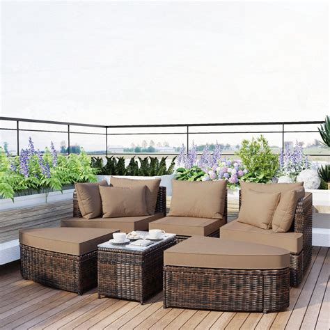 Ebern Designs Pe Wicker Rattan Separate Seating Group With Coffee Table