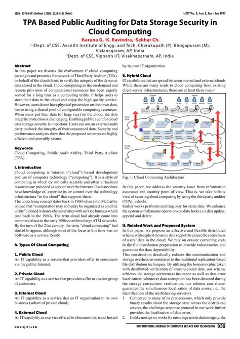 pdf tpa based public auditing for data storage security in cloud